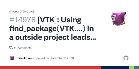 VTK Using Find Package VTK In A Outside Project Leads To CMake