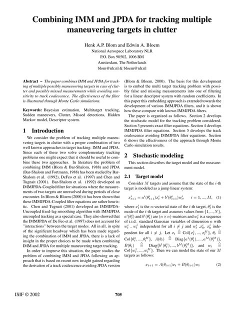pdf combining imm and jpda for tracking multiple maneuvering targets in clutter