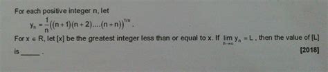for each positive integer n let yn 1n n 1 n 2 n n 1 n for x ∈ r let [x] be the