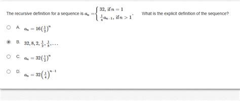 solved the recursive definition for a sequence is an {32 if