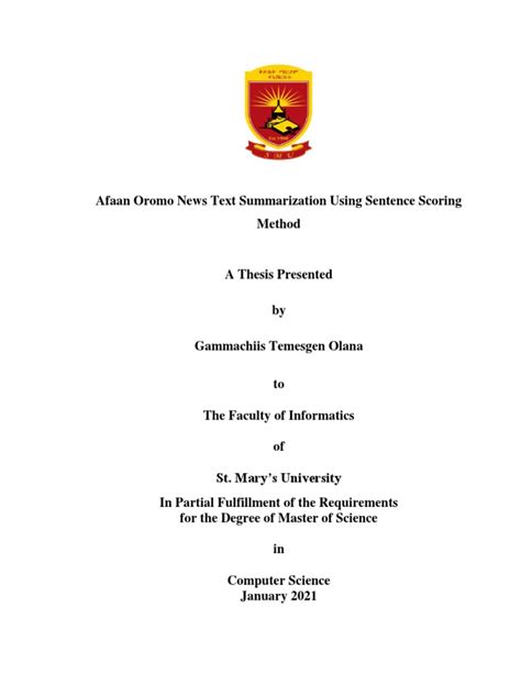 afaan oromo news text summarization using sentence scoring method pdf world wide web