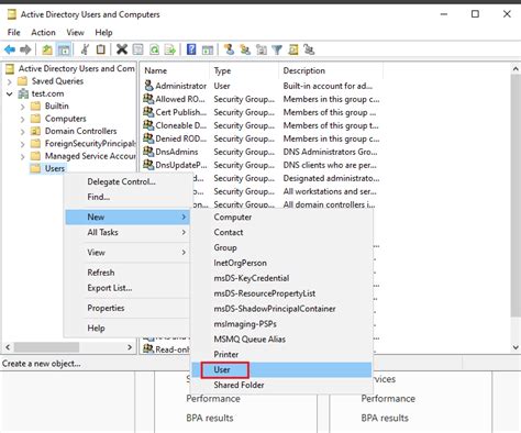 create user and group on active directory windows server 2022