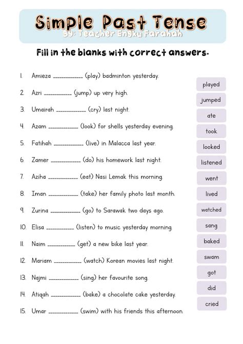 All Past Tenses Exercises