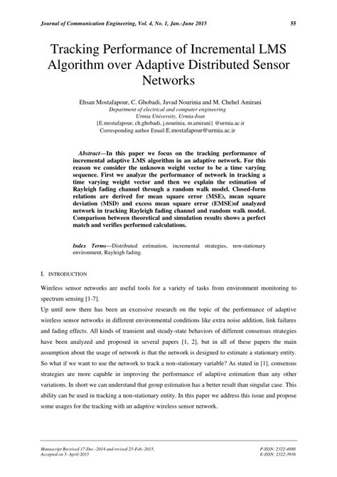 pdf tracking performance of incremental lms algorithm over adaptive distributed sensor networks