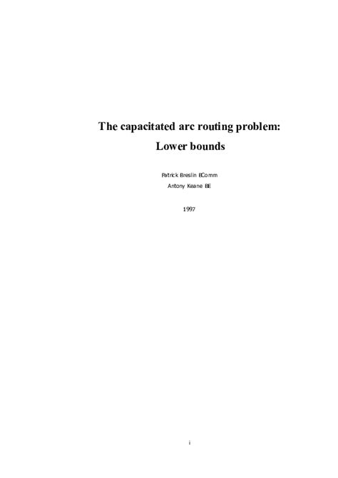 pdf the capacitated arc routing problem lower bounds enrique benavent