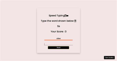 Speed Typing React Codesandbox