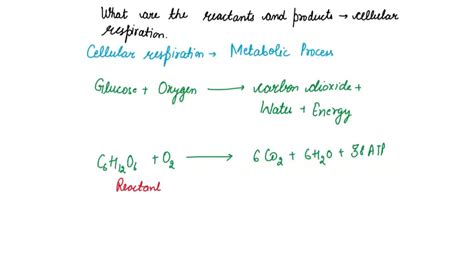solved in a chemical process of cellular respiration what is are the reactants products and