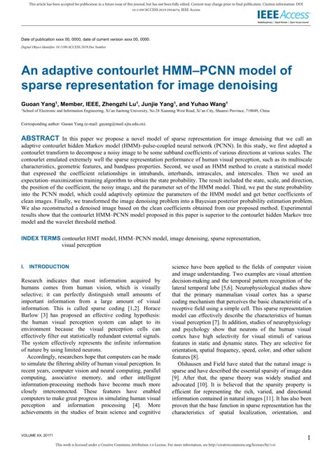 pdf an adaptive contourlet hmm pcnn model of sparse representation for image denoising