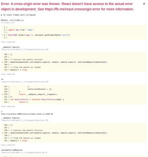 Error A Cross Origin Error Was Thrown React Doesn T Have Access To