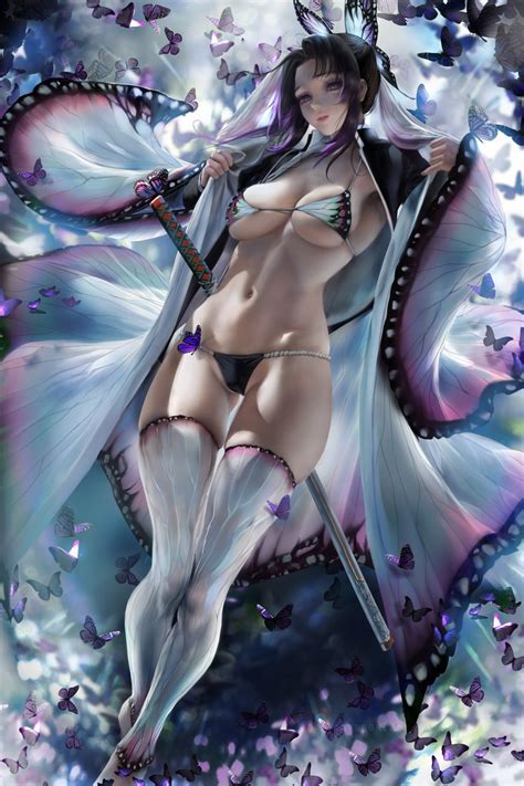 Rule 34 Alternate Costume Big Breasts Bikini Black Hair Butterfly Butterfly Hair Ornament