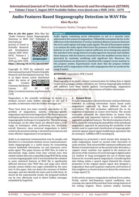 audio features based steganography detection in wav file pdf