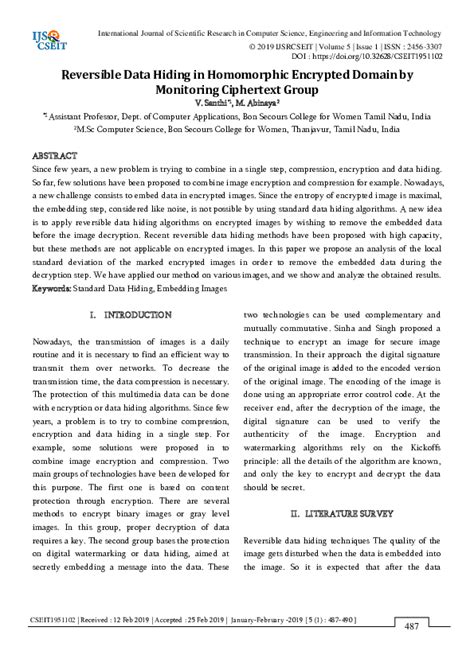 pdf reversible data hiding in homomorphic encrypted domain by monitoring ciphertext group