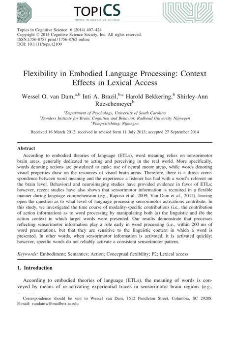 [pdf] flexibility in embodied language processing context effects in lexical access