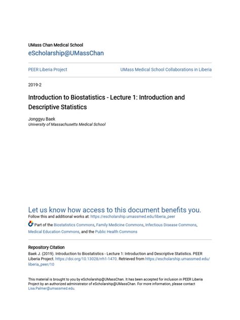 introduction to biostatistics lecture 1 introduction and descr pdf