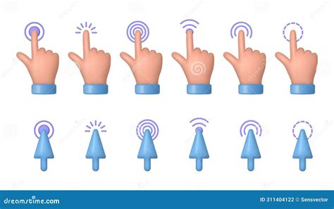 Realistic Screen And Computer Cursor Hand Pointer Stock Vector