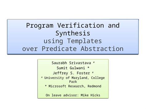 pptx program verification and synthesis using templates over predicate abstraction saurabh
