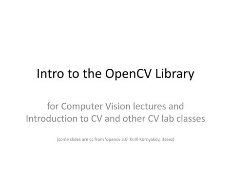 PDF Intro To The OpenCV Library Heidelberg UniversityIntro To The