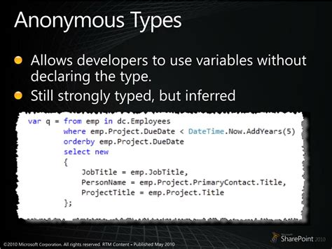 ppt accessing sharepoint 2010 lists using linq to sharepoint powerpoint presentation id 609416