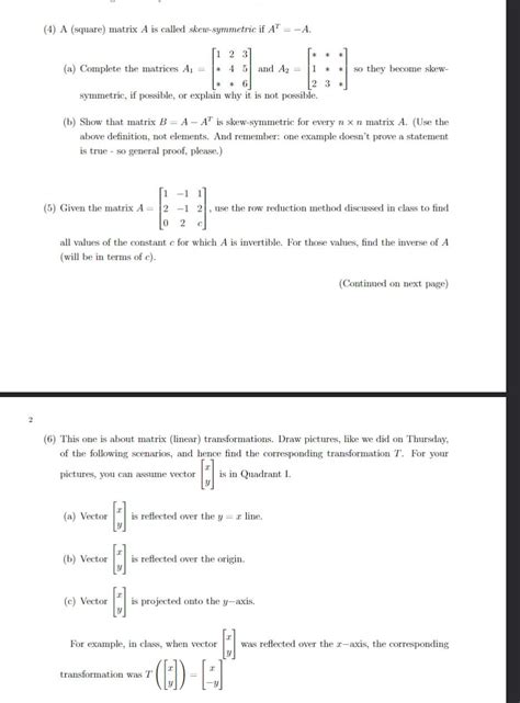 solved 4 a square matrix a is called skeu symmetric if