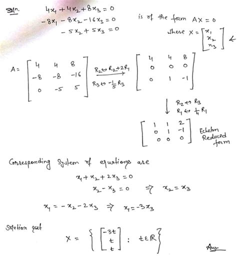 write the solution set of the given homogeneous system in parametric vector form 4x1 4x2