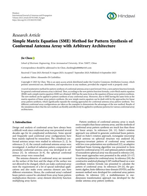 pdf simple matrix equation sme method for pattern synthesis of conformal antenna array with
