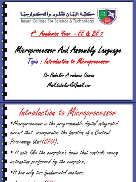 4 academics year ee and be 7 microprocessor and assembly language pdf central processing