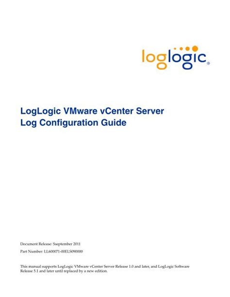 LogLogic VMware VCenter Server Log Configuration Guide