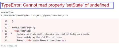 how to bind this keyword to resolve classical error message state of undefined in react