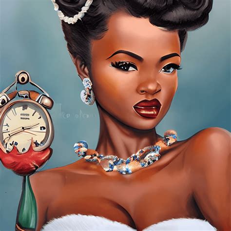 Beautiful Cartoon Vintage Ebony Brown Pinup Model · Creative Fabrica