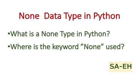 None Data Type In Python Data Types In Python Python Tutorial