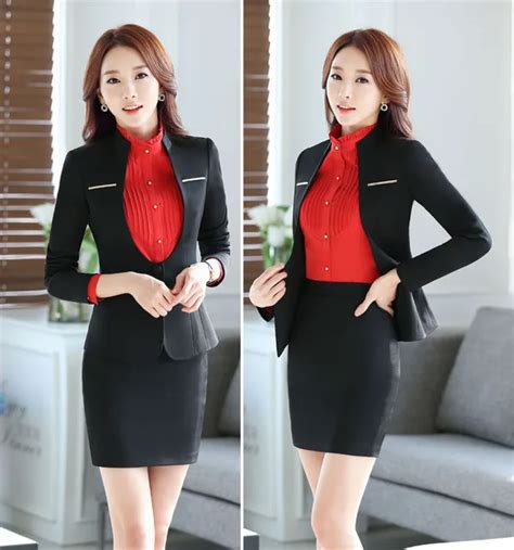 Novelty Formal Ol Styles Spring Autumn Professional Women Career Suits With Jackets And Skirt