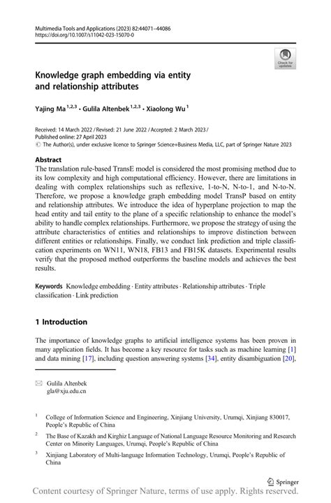 knowledge graph embedding via entity and relationship attributes