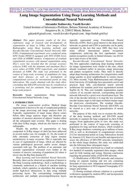 pdf lung image segmentation using deep learning methods and convolutional neural networks
