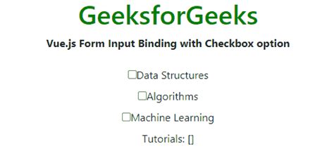 Vue Js Form Input Binding With Checkbox Option GeeksforGeeks