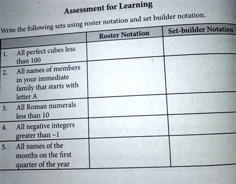 solved please help me the answer is assessment for learning set builder notation using