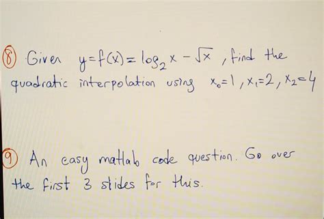 solved 8 given y f x log2x−x find the quadratic