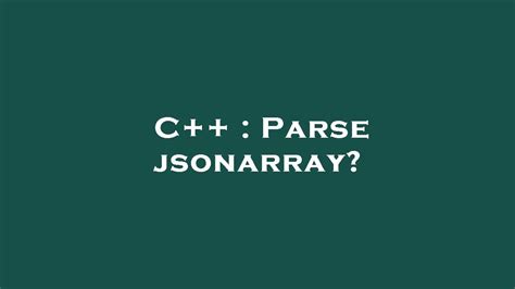 C Parse Jsonarray Youtube