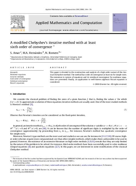 pdf a modified chebyshev s iterative method with at least sixth order of convergence natalia