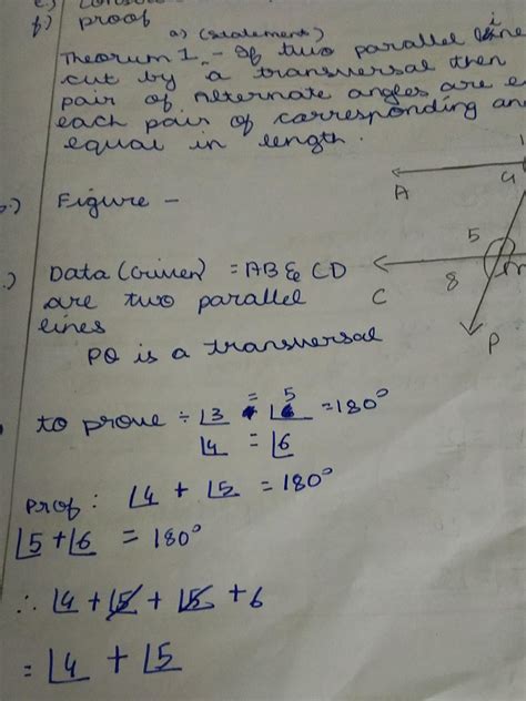 prove that if a transversal intersects two parallel lines then each pair of alternate interior