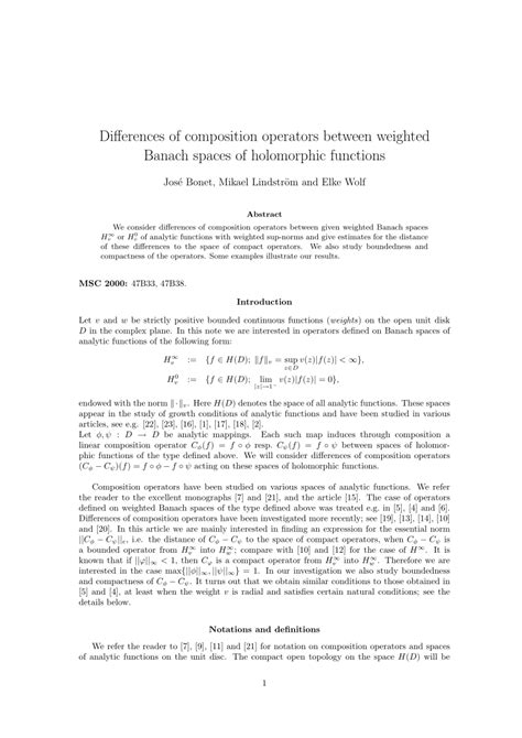 pdf differences of composition operators between weighted banach spaces of holomorphic functions