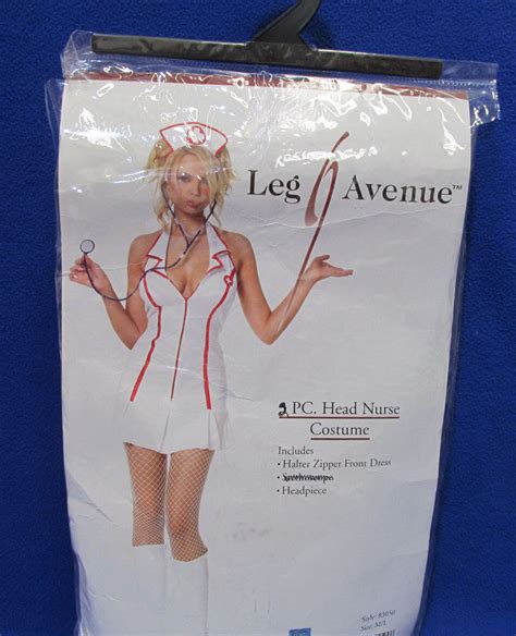 Sexy Naughty Nurse Womens Halloween Costume White Dress Tights Boot Cuffs Medium Ebay