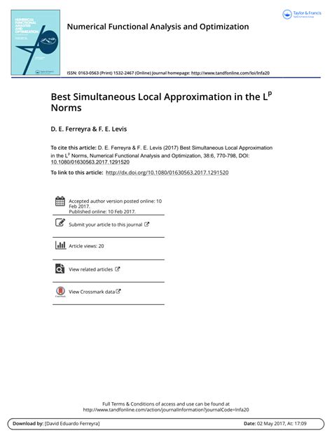pdf best simultaneous local approximation in the lp norms