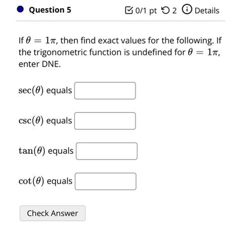 solved if θ 1π then find exact values for the following if