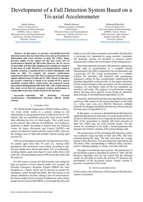 pdf development of a fall detection system based on a tri axial accelerometer