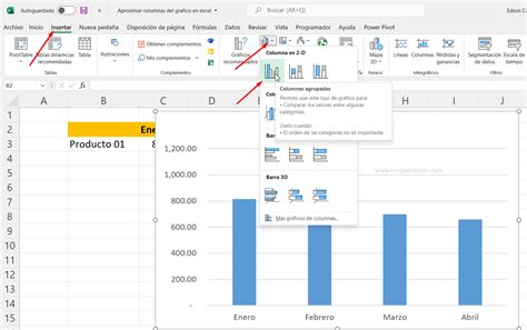 Aproximar Columnas del Gráfico en Excel Ninja del Excel