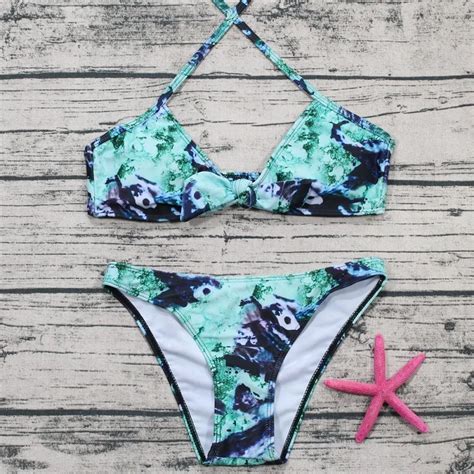 Sexy Bikinis Women 2018 Printed Floral Swimsuits Brazilian Push Up Halter Bikini Set Bathing