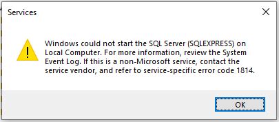 Windows SQL Server SQLEXPRESS Service Cannot Start It S Referring