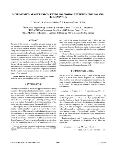 pdf mixed state markov random fields for motion texture modeling and segmentation