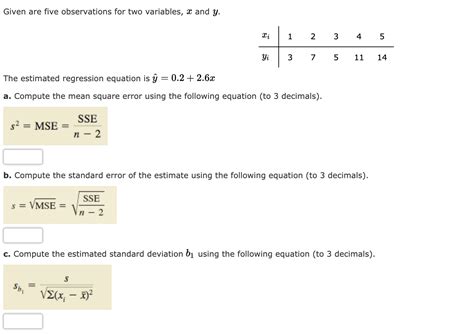 solved given are five observations for two variables x and