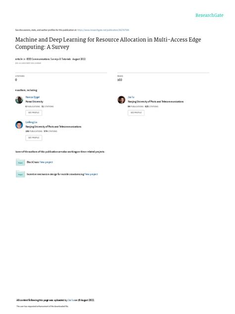 machine and deep learning for resource allocation in multi access edge computing a survey